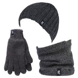 Heat Holders - Thermische Winterm&uuml;tze, Halsw&auml;rmer und Handschuhe aus Fleece f&uuml;r M&auml;nner - Grau