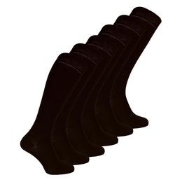6 Paar Damen lange Bambus Socken | Damen Kniestr&uuml;mpfe - Schwarz