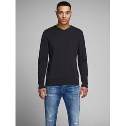 Jack & Jones Basic V-Ausschnitt aus Strick - Schwarz
