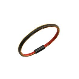 ZEEme Stainless Steel Armband echt Leder mit Deutschland-Farben 23cm