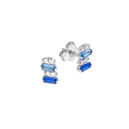 ZEEme Silber Ohrringe Silber 925 rhodiniert mit Zirkonia blau und wei&szlig;