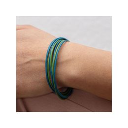 ZEEme Stainless Steel Armband Leder 9-reihig t&uuml;rkis mit Magnetverschlu&szlig; aus Stahl 19cm lang