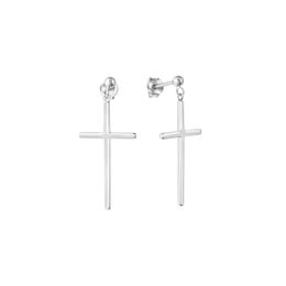 ZEEme Silber Ohrringe Silber 925 rhodiniert mit Kreuz-Motiv 35mm lang