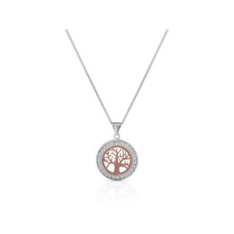 ZEEme Silber Halskette Silber 925 zweifarbig mit Lebensbaum-Motiv