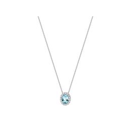 ZEEme Gemstones Halskette Wei&szlig;gold 375 mit echtem Blautopas (beh.) und Zirkonia-Steinen 42cm lang