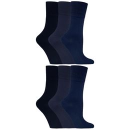 Gentle Grip - 6 Paar Damen Diabetiker-Socken mit Honigkamm-Oberteil und handgekettelten Zehenn&auml;hten - Dunkelblau 37