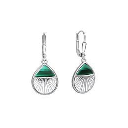 ZEEme Gemstones Ohrh&auml;nger 925/- Sterling Silber rhodiniert Malachit