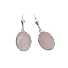 ZEEme Gemstones Ohrringe Silber 925 rhodiniert mit 2x Rosenquarz 16x12mm