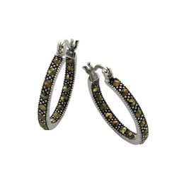 ZEEme Gemstones Ohrringe Silber 925 oxidiert mit 34x Markasit