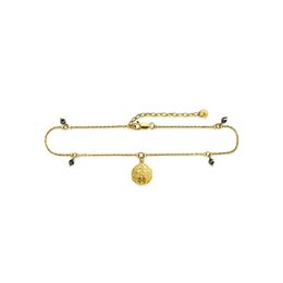 CAI Fu&szlig;kette 925/- Sterling Silber vergoldet Hematit M&uuml;nze