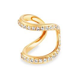 CAI Ear Cuff 925 Silber gelb vergoldet Topas wei&szlig;
