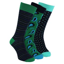 HS von Happy Socks - Herren 3er-Pack Spa&szlig; Herrenstr&uuml;mpfe - Streifen (Gr&uuml;n)