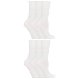 Gentle Grip - 6 Paar Damen-Diabetiker-Socken mit Honigkamm-Oberteil und handgekettelten Zehenn&auml;hten - Wei&szlig;