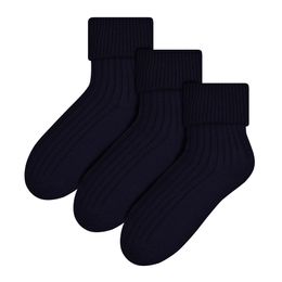 3 Paar Womens Wool Bed Socks | Steven | Luxury Warm Lounge Sleep Socks - Black