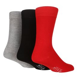 Wildfeet - 3 Paires Homme Chaussettes Bambou Mi-mollet Costume Unies - Rouge / Gris