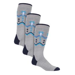 Heat Holders 3 Paar Multipack Ultra Lite Herren Skisocken | W&auml;rmehalter | Funky Patterned Striped Knee High Socks - Grau Fairisle