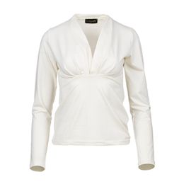 Off-White Jersey-Top mit V-Ausschnitt &ndash; Viskosemischung, Langarm