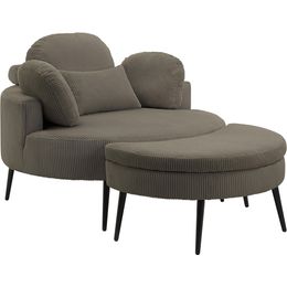 Loveseat OTTO HOME "Riko", gr&uuml;n, B:110cm H:84cm T:110cm, 100%PES, Sessel, R&uuml;ckenst&uuml;tze verstellbar, inklusive Stauraumhocker