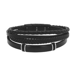 Armband Tom Tailor "Schmuck Geschenk Edelstahl Leder Kautschuk", edelstahlfarben, schwarz, Armb&auml;nder, Damen, 21,5cm, Edelstahl Kautschuk Leder, Edelstahl, Kautschuk, Leder, Armband