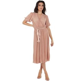 Midikleid mit kurzen &Auml;rmeln und Plisseewickelung