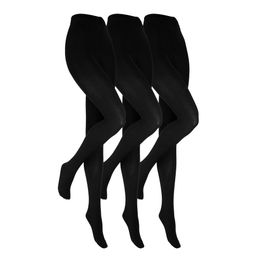 Heat Holders - 3er-Pack Ladies Black Thermal Tights | Blickdichte Fleece gef&uuml;tterte Strumpfhose f&uuml;r den Winter - Schwarz