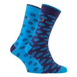 Farah - 2 Paar Herren Retro-Baumwollsocken mit flippigen Mustern - FVS010PUR