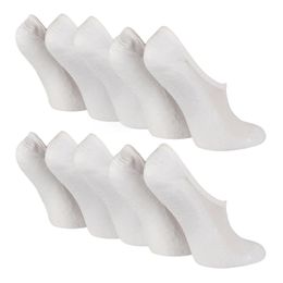 10er Pack Damen Bambus No Show Socken | Wildfeet | Unsichtbare Socken mit Fersengriff - Wei&szlig;