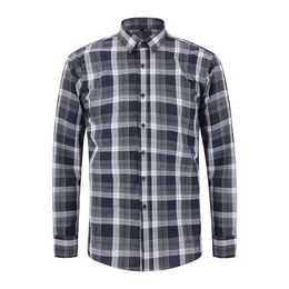 Allthemen Herren Einfarbig Revers Langarm Hemd Plaid Blau