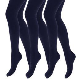 Heat Holders 3 Paar Multipack M&auml;dchen Thermostrumpfhosen f&uuml;r den Winter | W&auml;rmehalter | Kinder Fleece isolierte undurchsichtige Strumpfhosen - Navy
