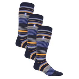 Heat Holders 3 Paar Multipack Ultra Lite Herren Skisocken | W&auml;rmehalter | Funky Patterned Striped Knee High Socks - Dark Blue Stripe