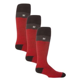 Heat Holders Herren-Thermo-Skisocken gestreift | Hochwertige W&auml;rmespeicher Extra lange Socken - Rot / Schwarz