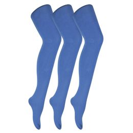 3 Paar Multipack Damen farbige undurchsichtige 80 Denier Strumpfhosen | Socken Snob | Einfarbige Block Farbe Strumpfhosen - Mondschein Blau