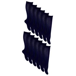 12 Paar Multipack M&auml;dchen Kniestr&uuml;mpfe | Atmungsaktive lange Baumwolle Schule Socken | Farboption - Grau, Schwarz, Wei&szlig;, Blau - Blau