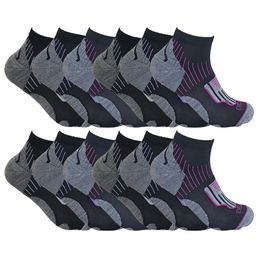 12 Paar Multipack Damen Radsport Socken | Socken Snob | Schwarz Low Cut Socken | Ideal f&uuml;r Laufen, Fitnessstudio & Sport - Schwarz