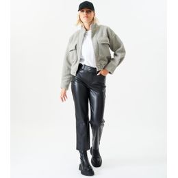 Gek&uuml;rzte Jacke aus Boucl&eacute;-Wolle mit elastischer Taille