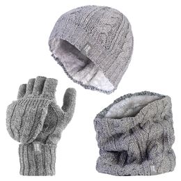 Heat Holders - Womens Thermal Winter Fleece M&uuml;tze, Halsw&auml;rmer und Converter Handschuhe Set - Hellgrau