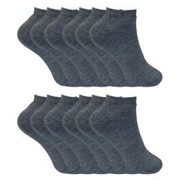 Damen Winter Low Cut Trainer Socken | 12 Paar Multipack | dicke Kn&ouml;chelsocken f&uuml;r Frauen - Charcoal