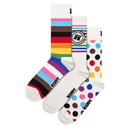 3er Pack Multipack Pride Socken Geschenkbox | Happy Socks | Mehrfarbige Regenbogen LGBTQIA+ Socken - Regenbogen