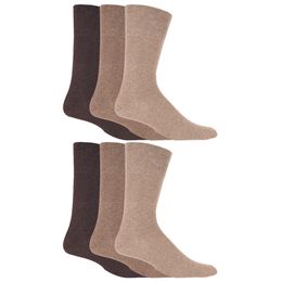 Gentle Grip - Herren 6 Paar Multipack Diabetiker Socken mit Honigkamm oben und Hand verbunden Zehenn&auml;hte - Braun