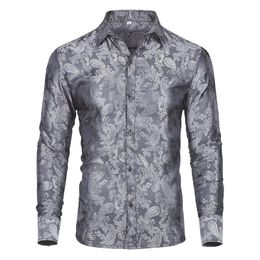 Allthemen Slim Fit Hemd mit besticktem Paisleymuster in Grau