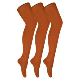 3 Paar Multipack Damen farbige undurchsichtige 80 Denier Strumpfhosen | Socken Snob | einfarbige Block Farbe Strumpfhosen - Potters Clay