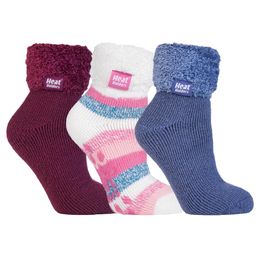Womens Fluffy Slipper Bed Socks with Grips | Heat Holders | 3 Pair Multipack | Ladies Warm Fleece Lined Non Slip Socks | Winter Gifts for Her - Pack 1