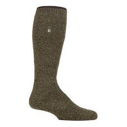 Heat Holders - Mens Long Leg Outdoor Merino Wool Thermal Socks with Reinforced Heel and Toe for Winter - Khaki