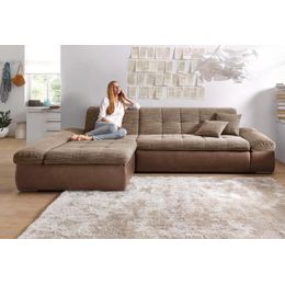 Ecksofa DOMO collection "Moric, L-Form, XXL-Sofa - Breite 300cm, viel Platz, auch in Cord", bunt (beige, braun), B:300cm H:80cm T:172cm, Kunstleder SOFTLUX / Struktur (90% Polyester/ 10% Polyacryl);Microfaser PRIMABELLE (100% Polyester)/ Struktur (90% Polyester/ 10% Polyacryl), Sofas, Ecksofa, wahlweise mit Bettfunktion und Armteilverstellung, beige-braun, Topseller
