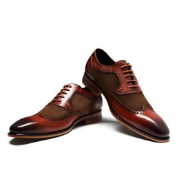 Allthemen Herrenschuh mit klassischer Ziernaht Business-Schuh Glattleder Halbschuhe Braun