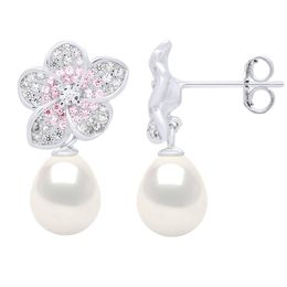 Ohrringe - Schmuck Silber - Echte S&uuml;&szlig;wasser-Zuchtperlen Birne 9-10 mm