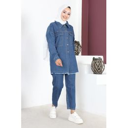 Quasten Detailed Denim Jacke Blau