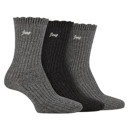 Frauen Bamboo Boot Socken | JEEP | Cute Ribbed Scalloped Ankle Socken f&uuml;r Damen, Anti Blister Knit gepolsterte Socken - Schwarz / Charcoal