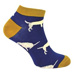 Herren Bambus-Trainersocken | Herr Heron | Tier Thema atmungsaktiv Low Cut Sneaker Socken - Labrador (Navy)