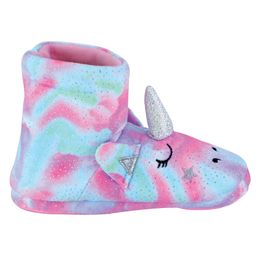 Kinder 3D rosa Einhorn Slipper Stiefel | Regenbogen Neuheit Booties f&uuml;r M&auml;dchen - rosa
